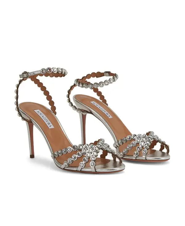 AQUAZZURA Tequila 85 Crystal Embellished Sandals