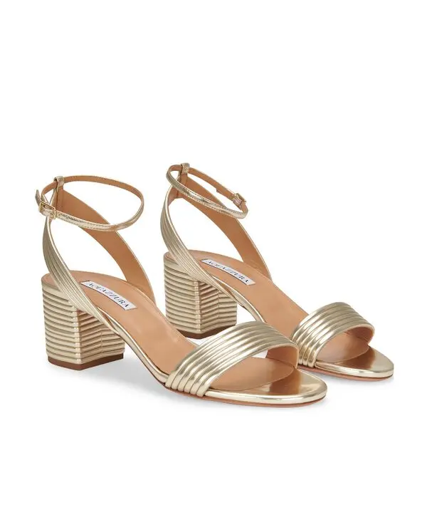 AQUAZZURA Sundance 50 Metallic Block Heel Sandals