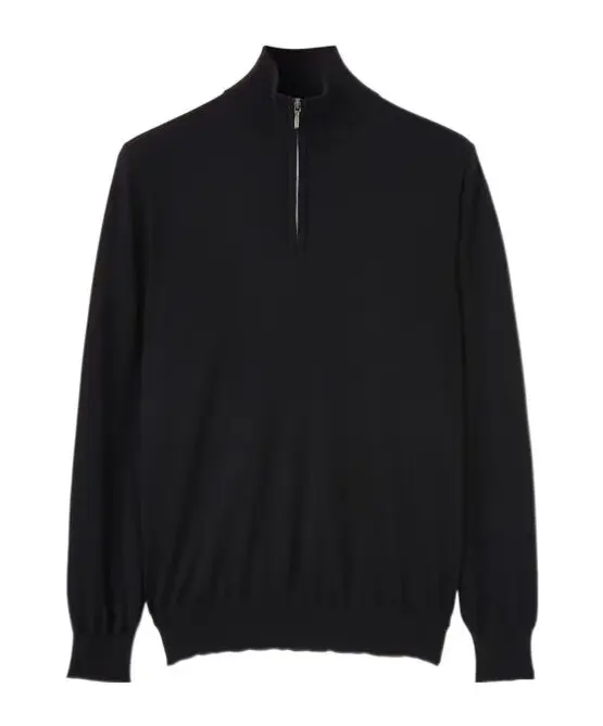 Loro Piana Freshly Cut Wool Semi-zipper Sweater - Black