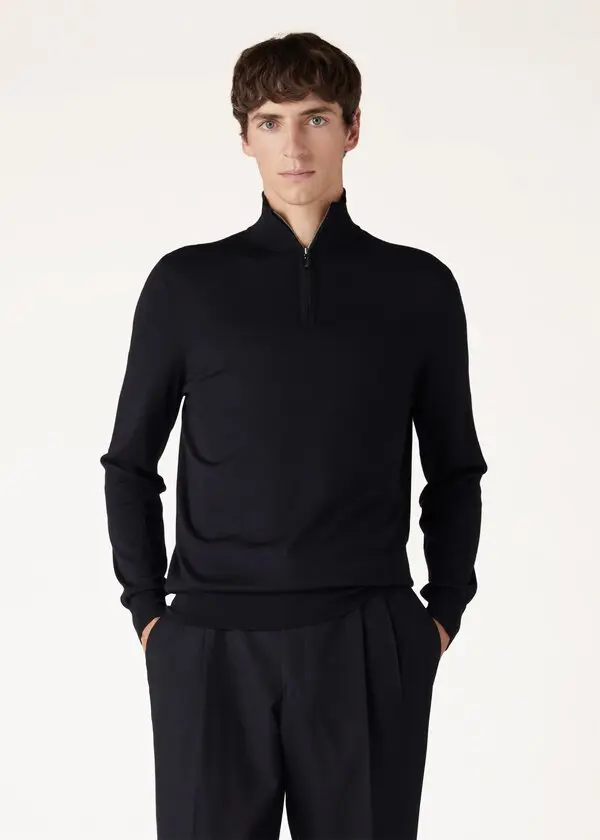 Loro Piana Freshly Cut Wool Semi-zipper Sweater