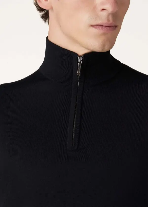 Loro Piana Freshly Cut Wool Semi-zipper Sweater