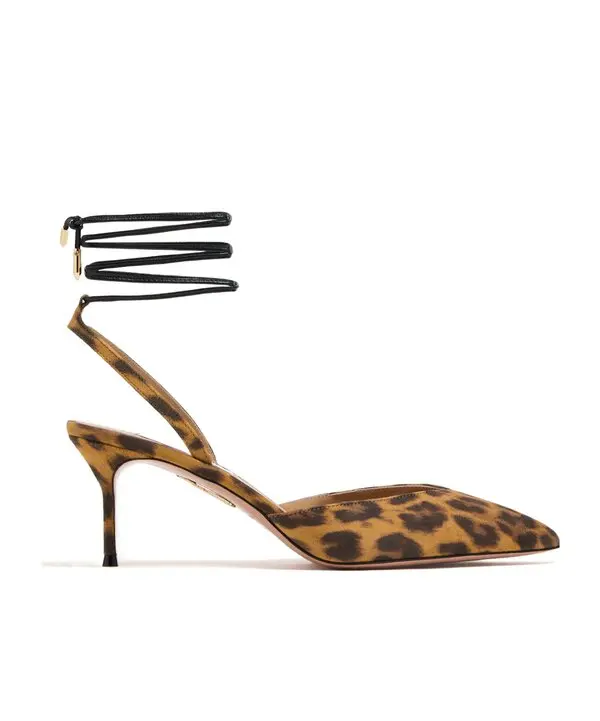 AQUAZZURA Decollete Slingback Ankle Strap Pumps - Brown
