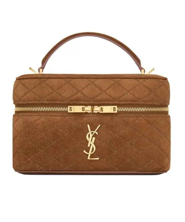 Saint Laurent Gaby Vanity In Suede - Caramel Cognac