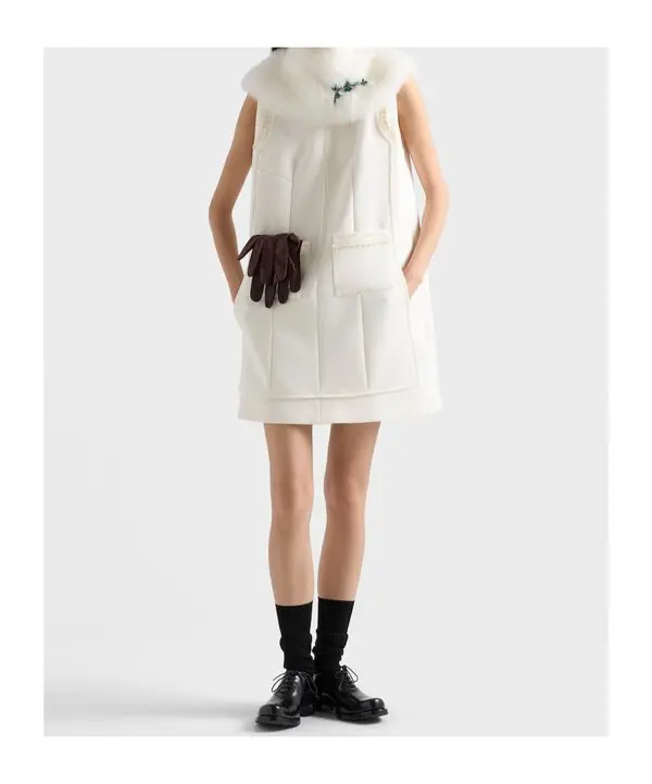 Prada Embroidered Natté Fabric Mini-dress