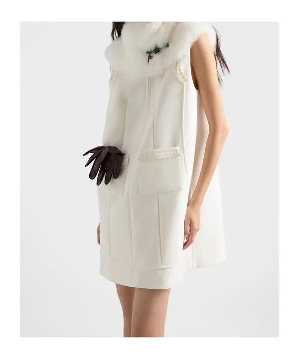Prada Embroidered Natté Fabric Mini-dress
