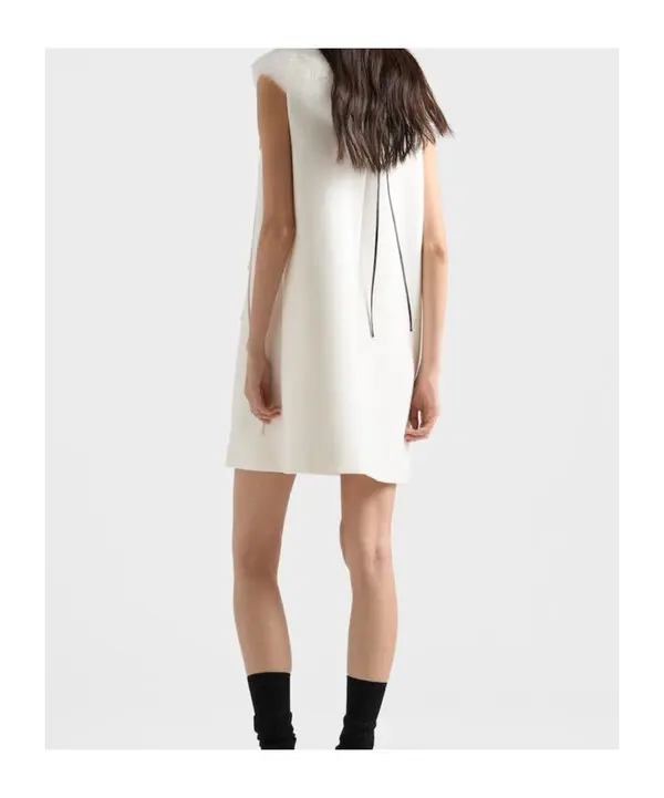 Prada Embroidered Natté Fabric Mini-dress