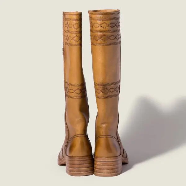 Miu Miu Knee-high Embossed Leather Boots