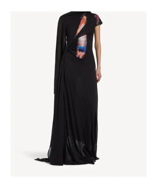 Balenciaga Stained Glass Drape Cape Dress