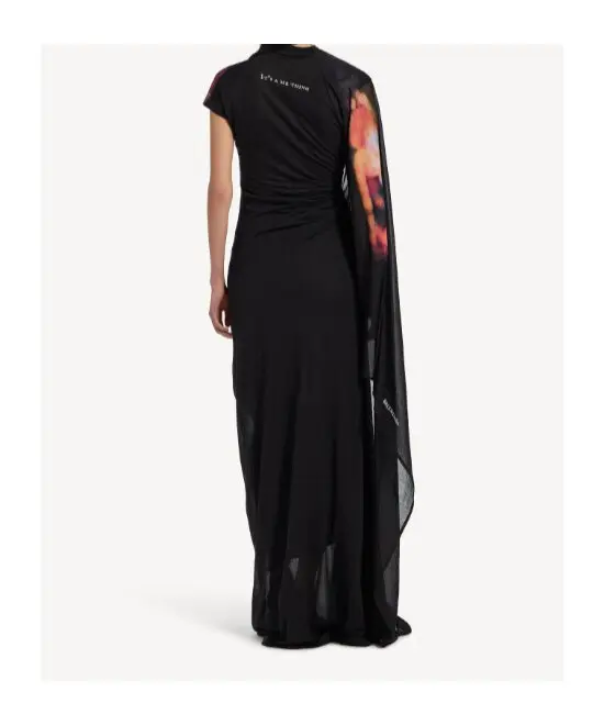 Balenciaga Stained Glass Drape Cape Dress