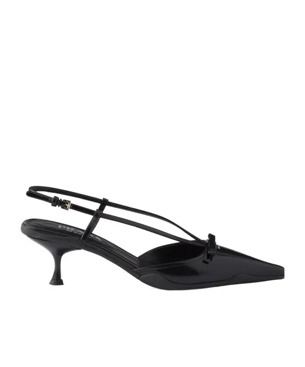 Prada Brushed Leather Slingback Pumps - Black