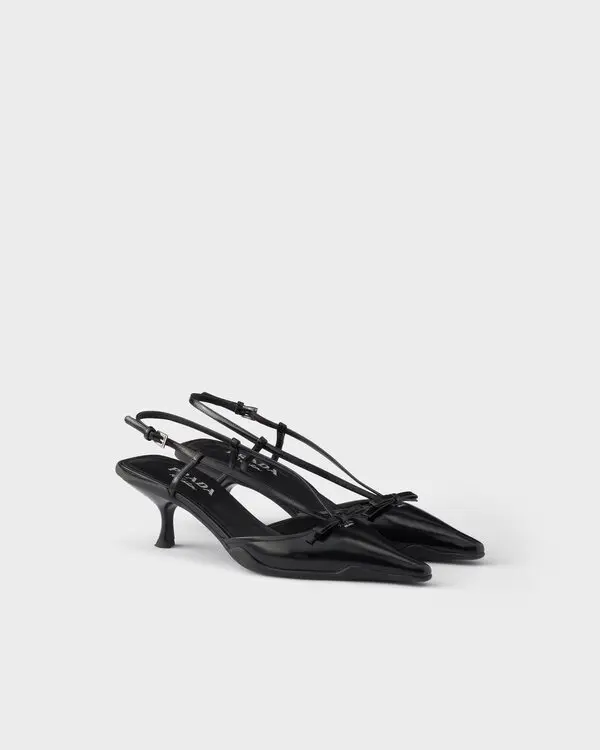 Prada Brushed Leather Slingback Pumps
