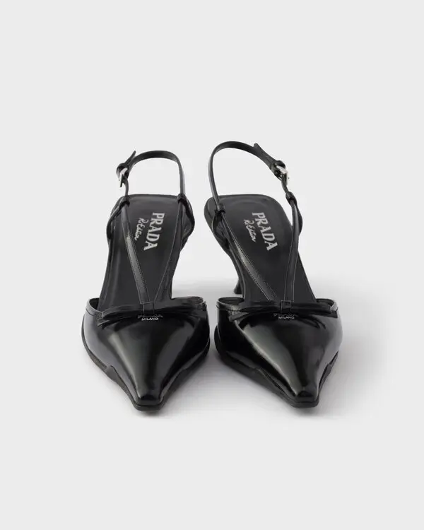 Prada Brushed Leather Slingback Pumps