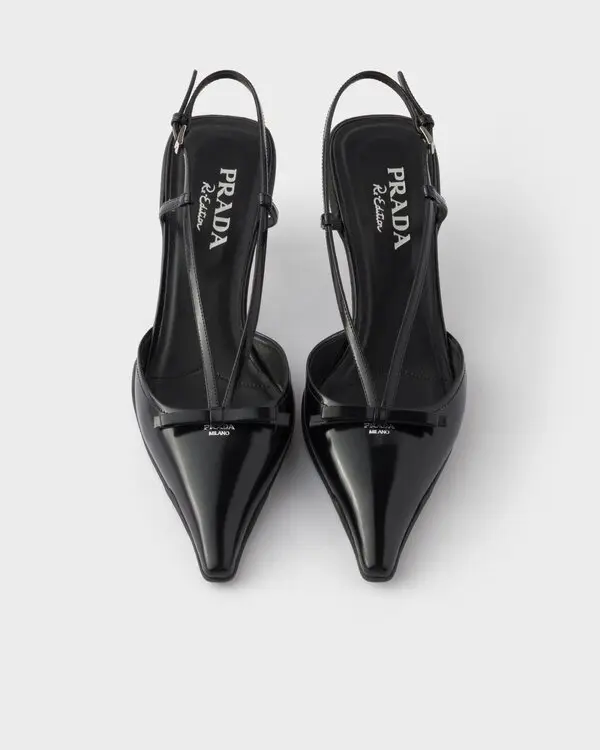Prada Brushed Leather Slingback Pumps