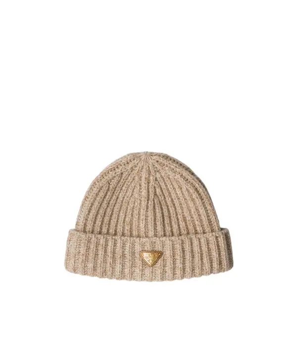 Prada Mouliné Cashmere And Wool Beanie - Desert/camels