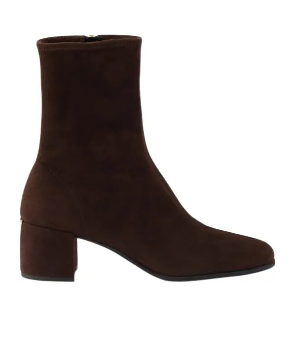 Prada Stretch Suede Booties Boots - Dark Brown