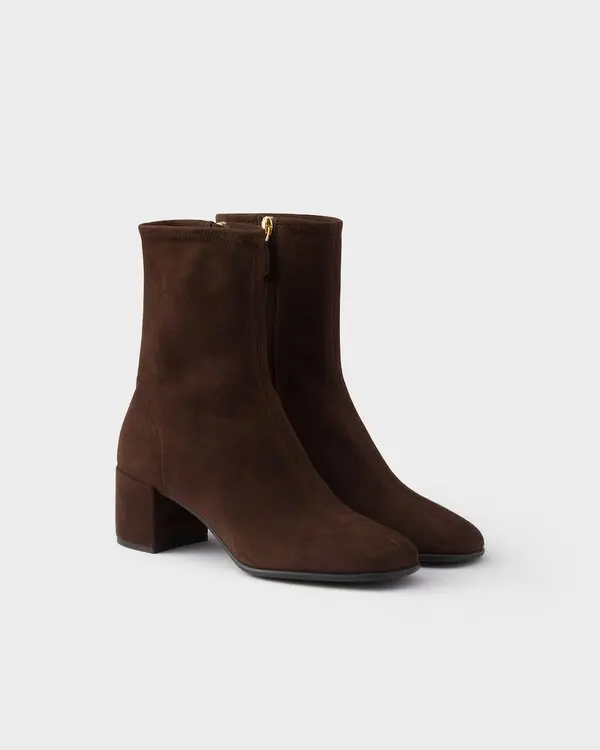 Prada Stretch Suede Booties Boots