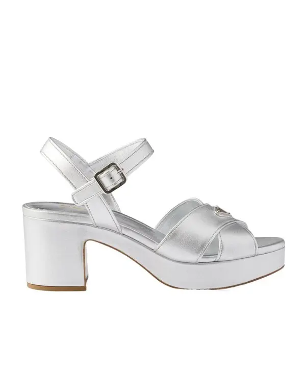 Prada Round-toe High-heeled Sandals - Silver