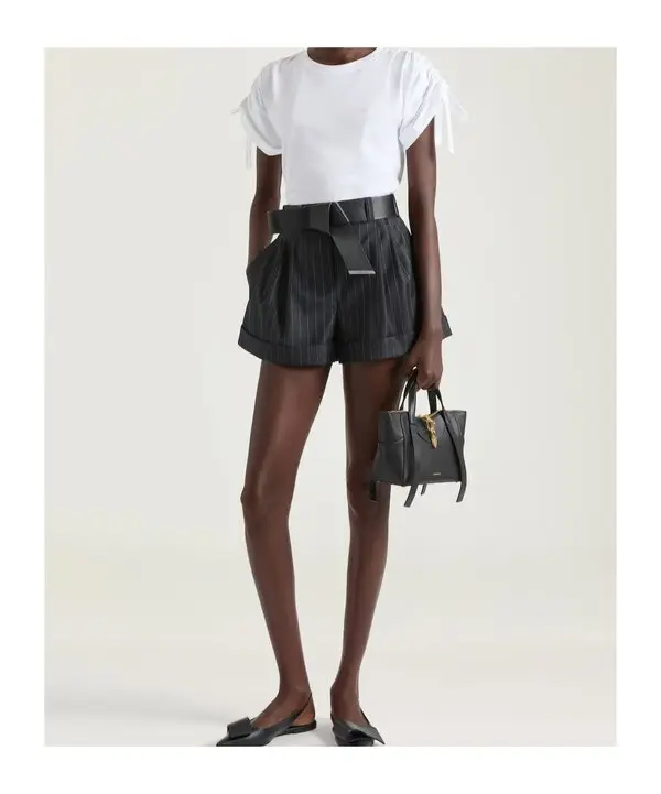 Givenchy Double Pleat Striped Wool Shorts