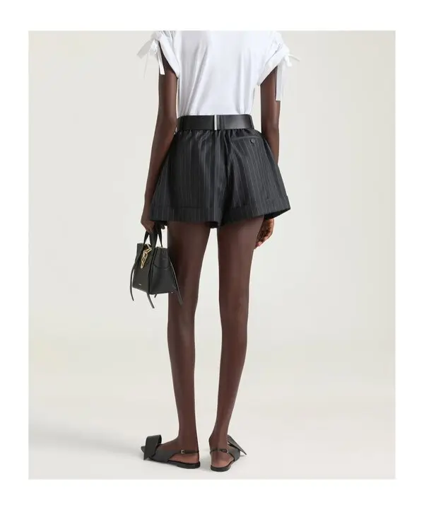 Givenchy Double Pleat Striped Wool Shorts