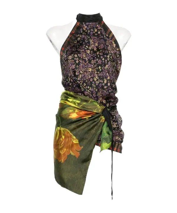 Dries Van Noten Silk Wrap Top - Green