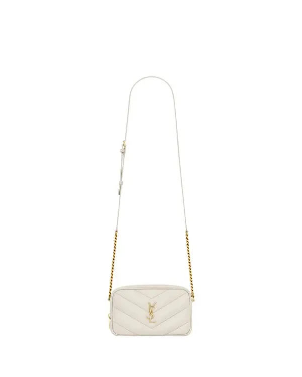Saint Laurent Loulou Mini Camera Bag In Lambskin - White