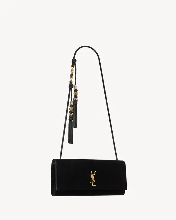 Saint Laurent Kate Clutch On Chain In Suede