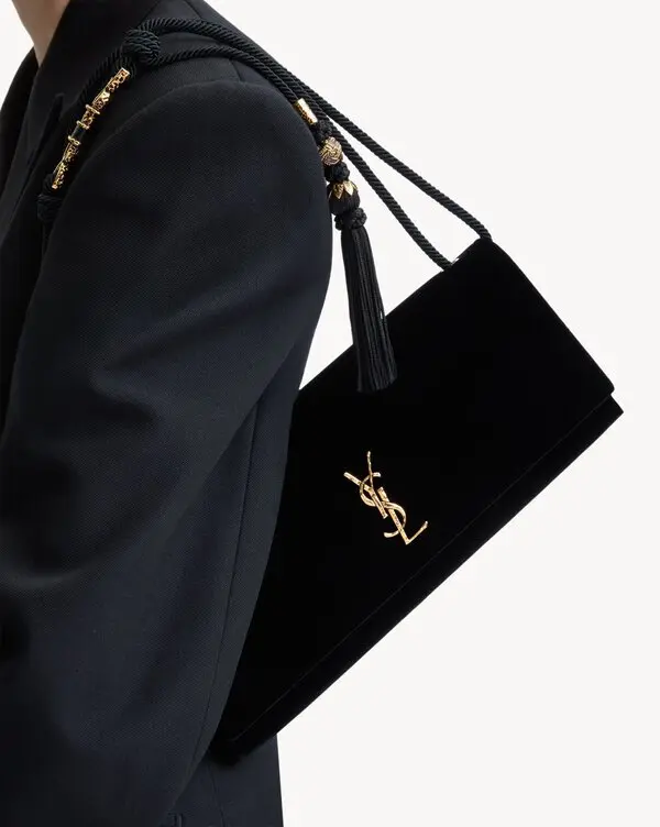 Saint Laurent Kate Clutch On Chain In Suede