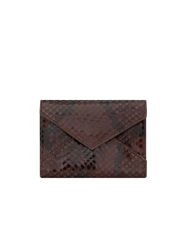 Saint Laurent Letter Card Case In Python - Chestnut Black