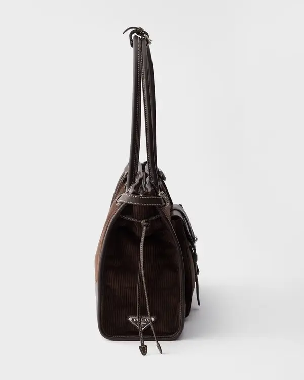 Prada Bonnie Large Corduroy And Leather Handbag