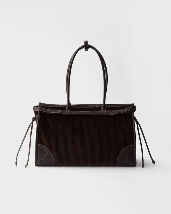 Prada Bonnie Large Corduroy And Leather Handbag