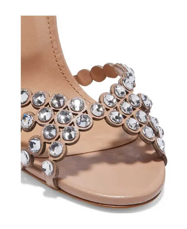 AQUAZZURA Tequila 105 Metallic Crystal Embellished Sandals