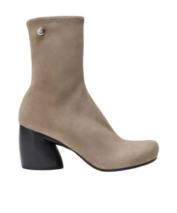 Loewe Oval Bootie In Stretch Suede Lambskin - Hazelnut