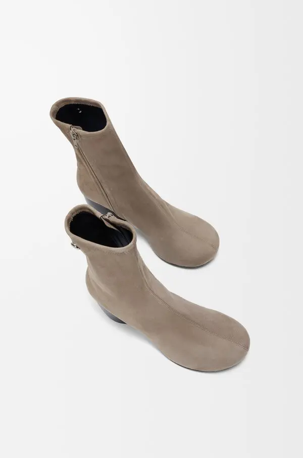 Loewe Oval Bootie In Stretch Suede Lambskin