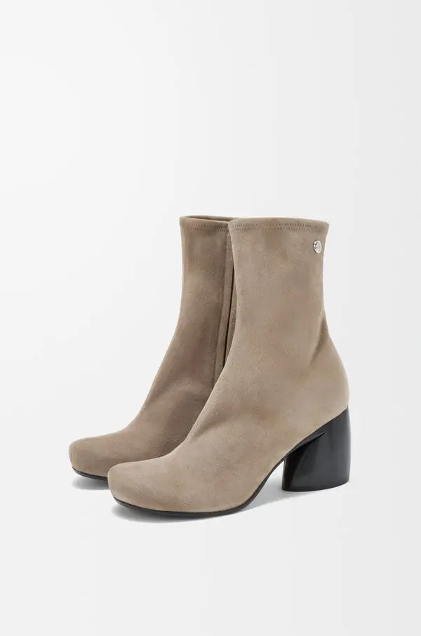 Loewe Oval Bootie In Stretch Suede Lambskin