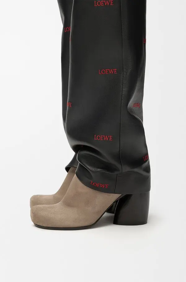 Loewe Oval Bootie In Stretch Suede Lambskin