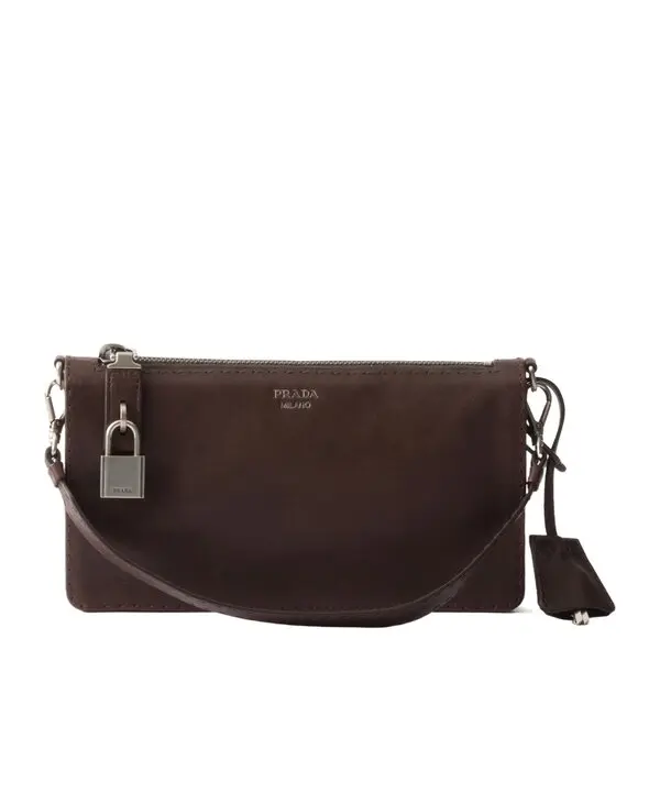 Prada Nappa Leather Pouch With Antiqued Finish - Ochre