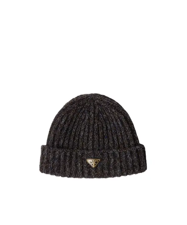 Prada Mouliné Cashmere And Wool Beanie - Blue/brown