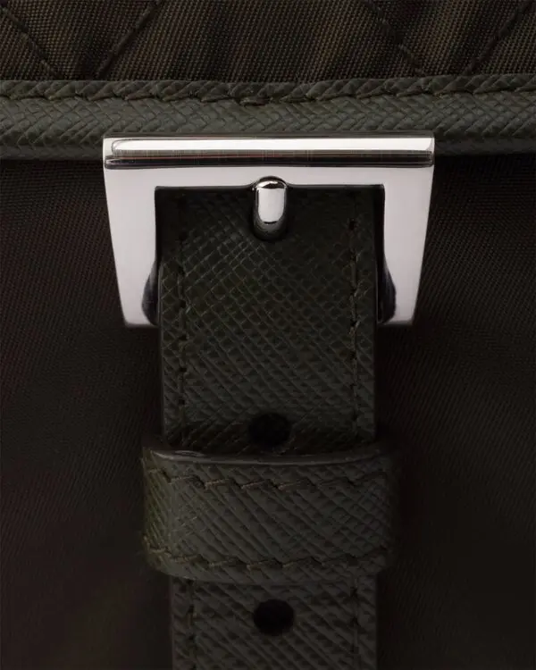 Prada Medium Quilted Re-nylon Shoulder Bag With Saffiano Leather Trim