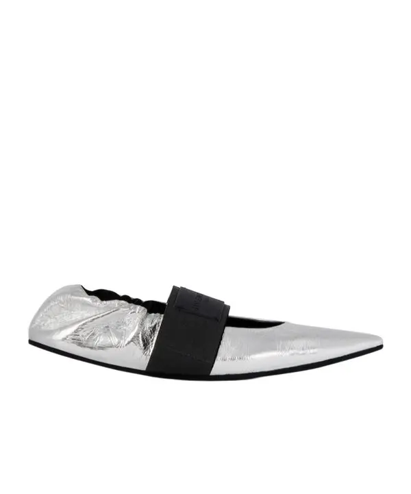 Givenchy Crush Ballerinas In Wrinkled-effect Metallic Leather - Silver