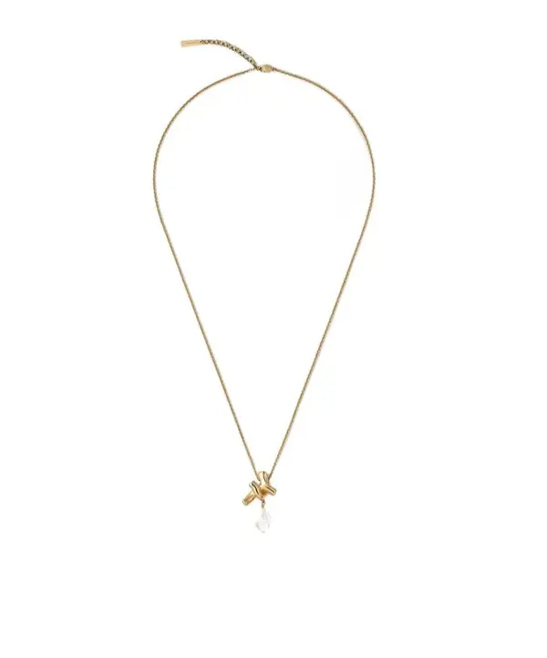 Givenchy Chain Link Necklace In Metal And Pearl - Yellow