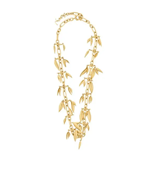 Saint Laurent Willow Leaf Necklace In Metal - Yellow
