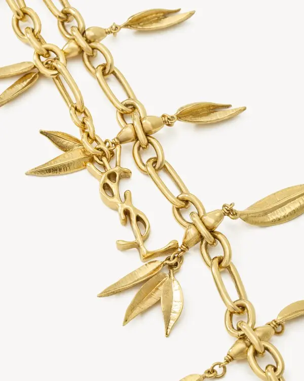 Saint Laurent Willow Leaf Necklace In Metal