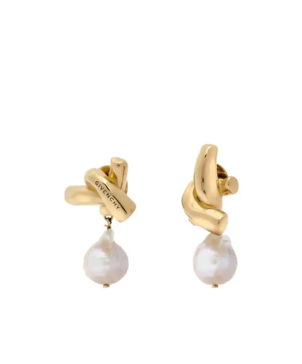 Givenchy Chain Link Asymmetric Earrings In Metal And Pearl