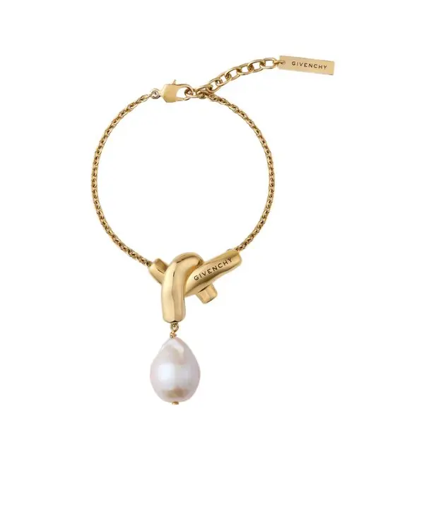 Givenchy Chain Link Bracelet In Metal And Pearl - Yellow