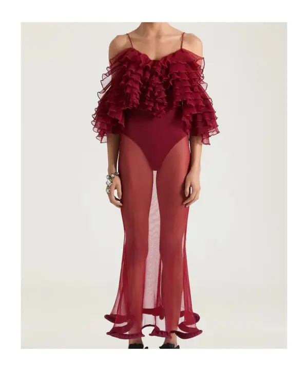 Givenchy Long Ruffled Dress In Ultra-fine Knit
