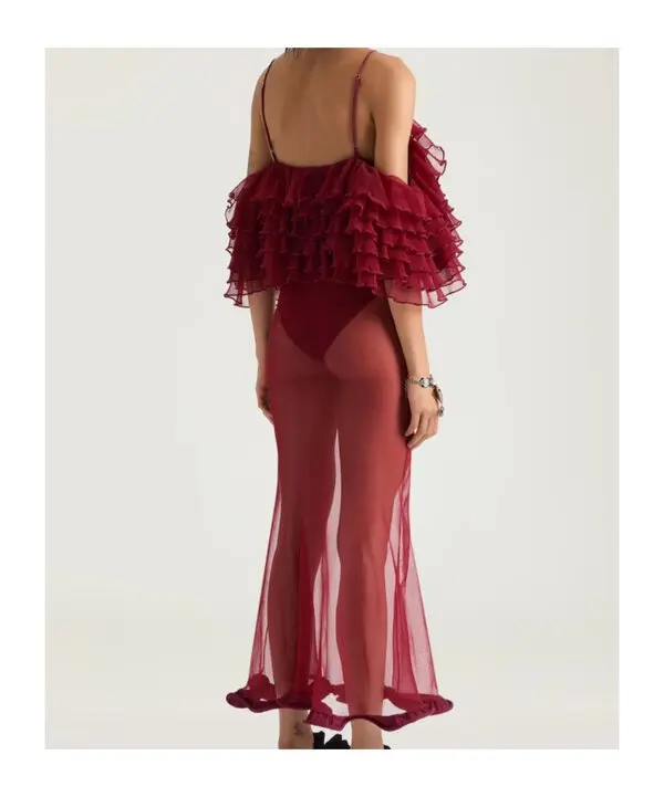 Givenchy Long Ruffled Dress In Ultra-fine Knit