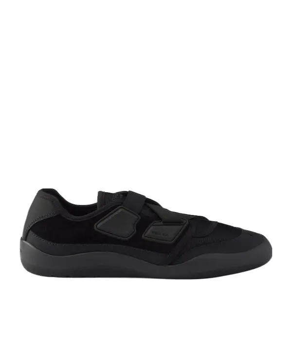 Prada Speedrock Technical Mesh And Leather Sneakers - Black