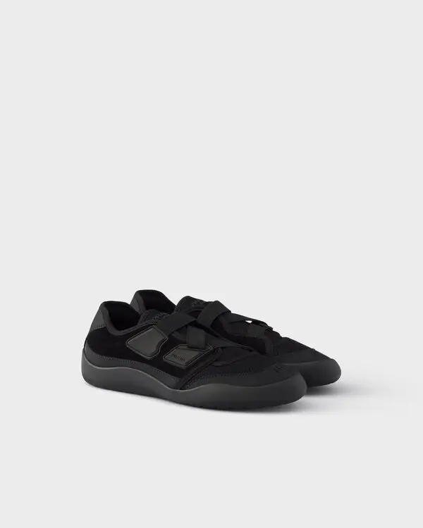 Prada Speedrock Technical Mesh And Leather Sneakers