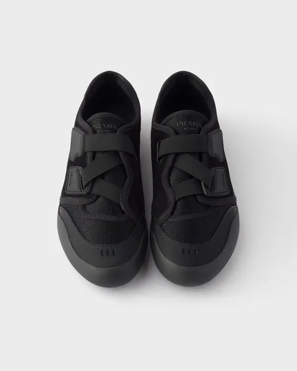 Prada Speedrock Technical Mesh And Leather Sneakers