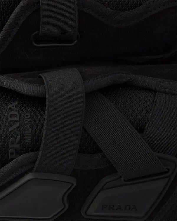 Prada Speedrock Technical Mesh And Leather Sneakers